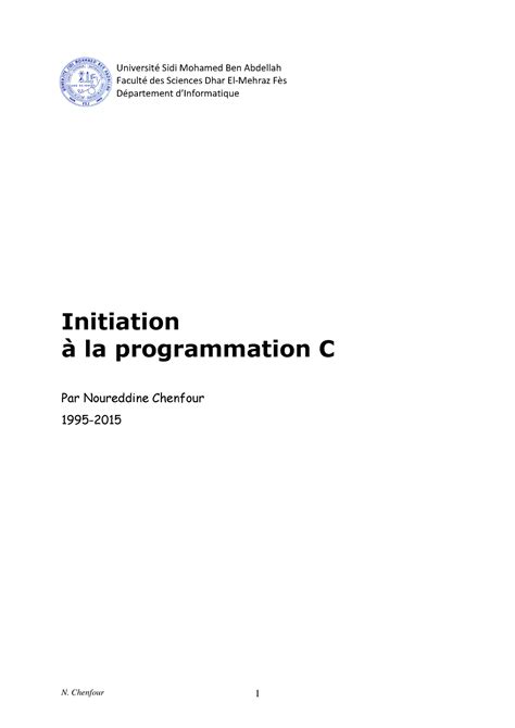 04 LangageC pdf Université Sidi Mohamed Ben Abdellah