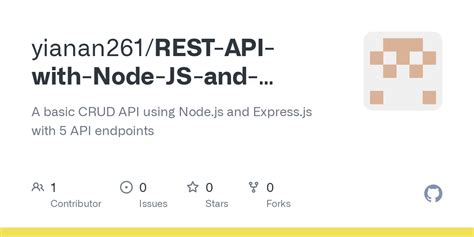 github yianan261 rest api with node js and express a basic crud api using node js and express