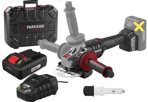 Szlifierka kątowa Parkside PWSAP 20 Li E6 20 V Aku 4Ah Szybka ładowarka