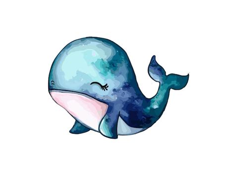 Aquarela baleia azul paisagem marinha subaquática ilustração