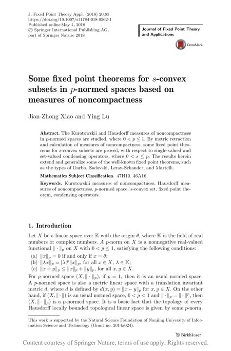 some fixed point theorems for s convex subsets in p normed spaces based on measures of