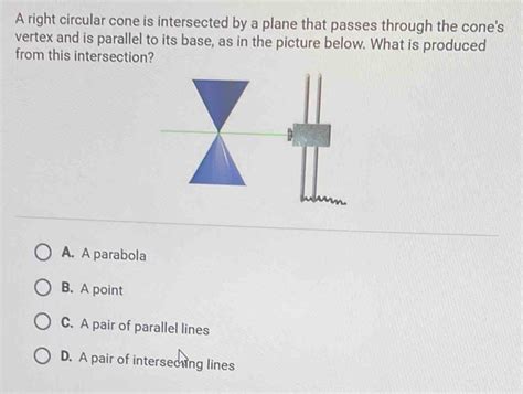 Solved A Right Circular Cone Is Intersected By A Plane That Passes