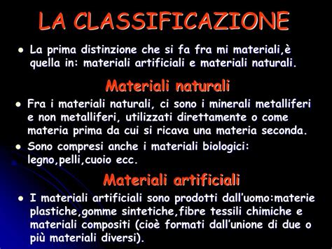 PPT CLASSIFICAZIONE E PROPRIET À DEI MATERIALI PowerPoint