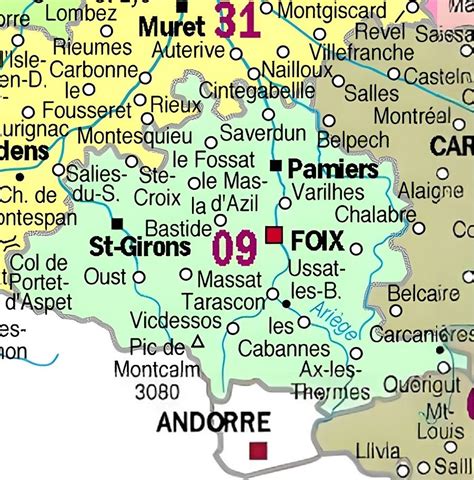 Carte des principales communes de l Ariège