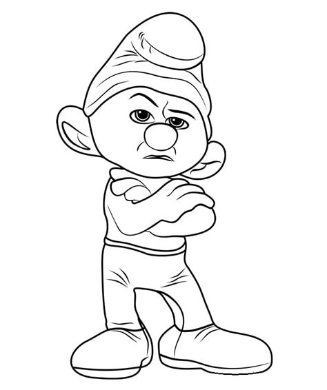 Coloriage schtroumpf grognon 4 Dessin gratuit à imprimer