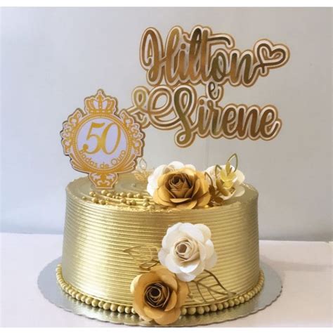 Topo Topper De Bolo Bodas De Ouro Shopee Brasil