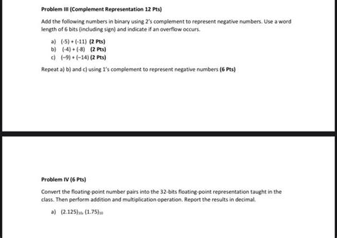 solved problem iii complement representation 12 pts add