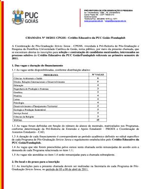 Preenchível Disponível cpgss pucgoias edu A Coordenao de Ps Graduao