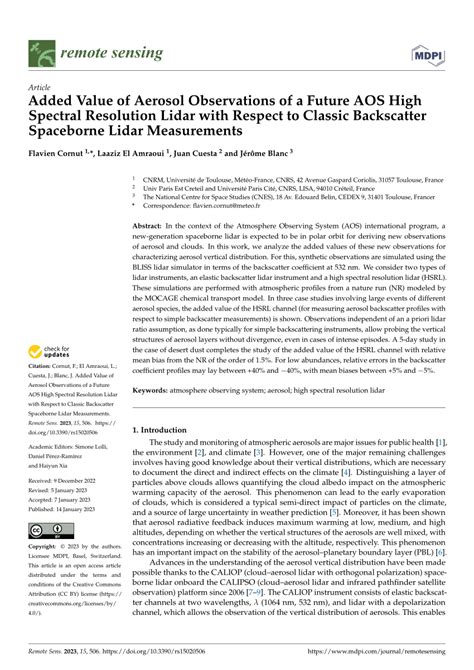 pdf added value of aerosol observations of a future aos high spectral resolution lidar with