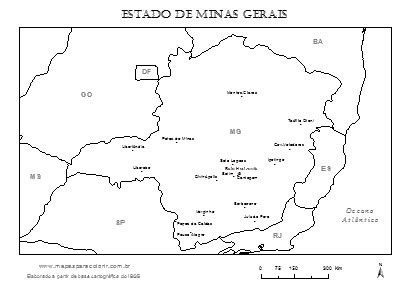 MAPA DE MINAS GERAIS Mapas Para Colorir