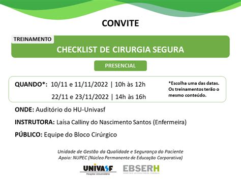 Treinamento Checklist De Cirurgia Segura Empresa Brasileira De