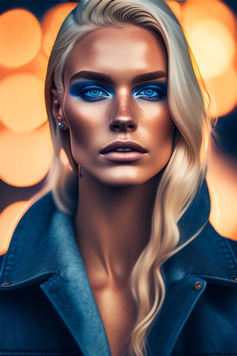 Lexica A Photo Close Up Of A Beautiful Blonde Woman With Freckles And Blue Eyes Fashion