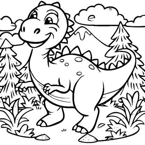 Página para colorear de dinosaurios Vector Premium