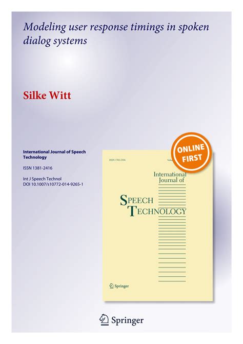 pdf modeling user response timings in spoken dialog systems