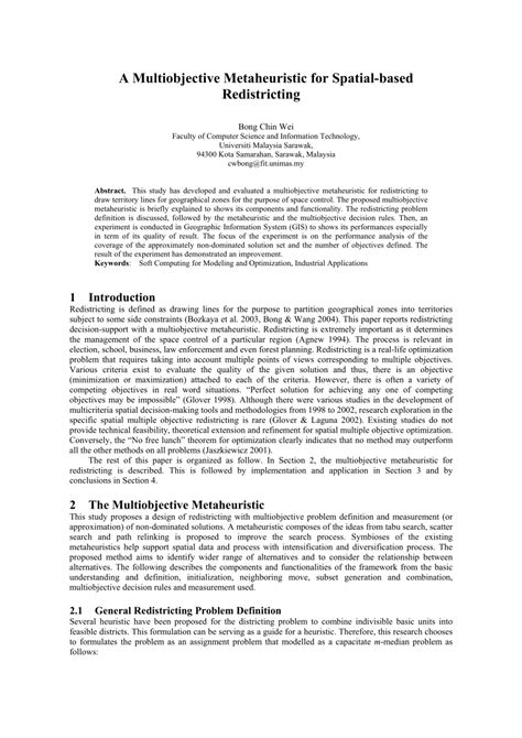 pdf a multiobjective metaheuristic for spatial based redistricting