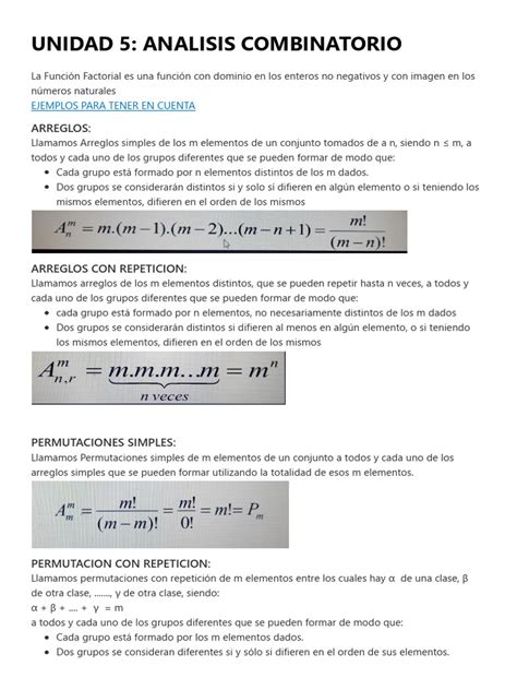 unidad 5 analisis combinatorio pdf combinatoria permutación