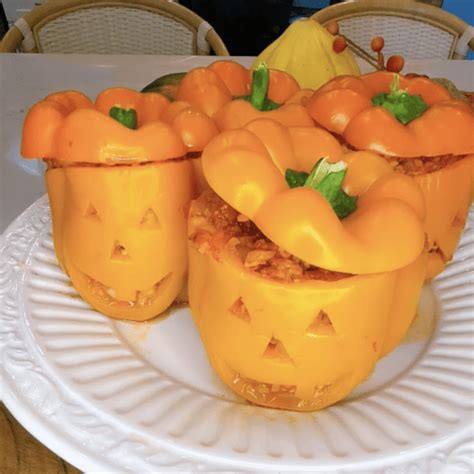 Sausage Stuffed Peppers Jack O Lantern Delighted Meals