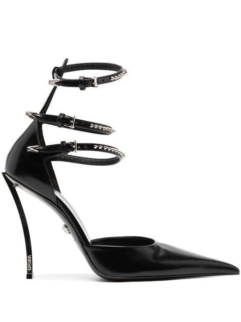 Versace Pin Point Buckled Pumps In Black Lyst