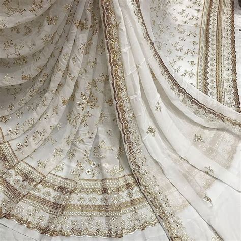Flower And Tree White Dyeable Pure Georgette Fabric For Dresses For
