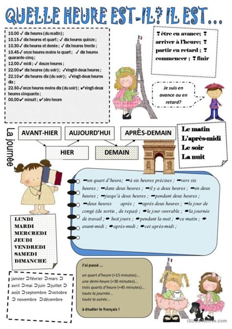 Heure Fran Ais Fle Fiches Pedagogiques Pdf Doc
