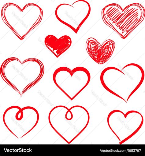 Hearts Set Hand Drawn Royalty Free Vector Image