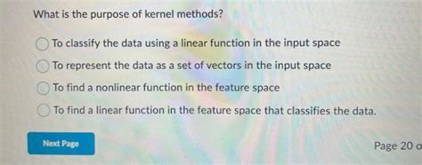 Solved What Is The Purpose Of Kernel Methods To Classify Chegg