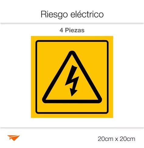 Pack 4 Señalamiento Riesgo Eléctrico 20x20 Letrero 348 en Puebla
