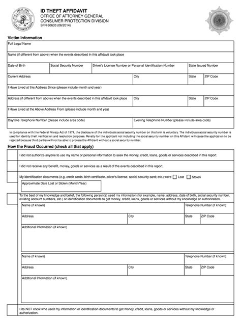Id Theft Affidavit Printable