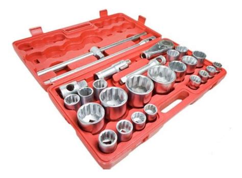 Caja Set Juego Tubos Herramientas Camionero 26 Pcs 1 Y 3 4