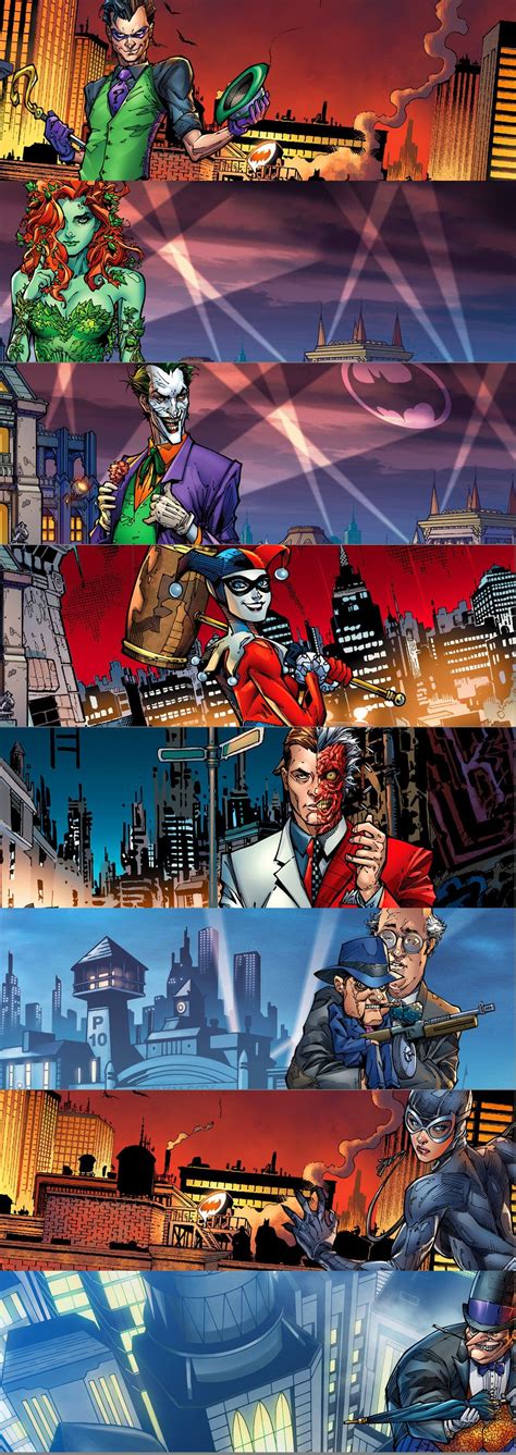 Batman Riddler Poison Ivy Joker Harley Quinn Two Face Scarface Catwoman And Penguin
