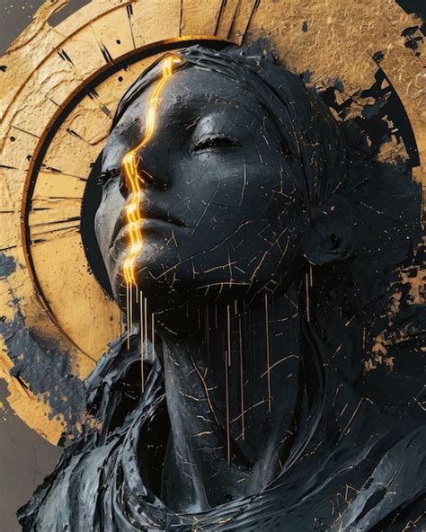 Représentation Fascinante D une Statue De Dieu Avec Un Halo Doré Une