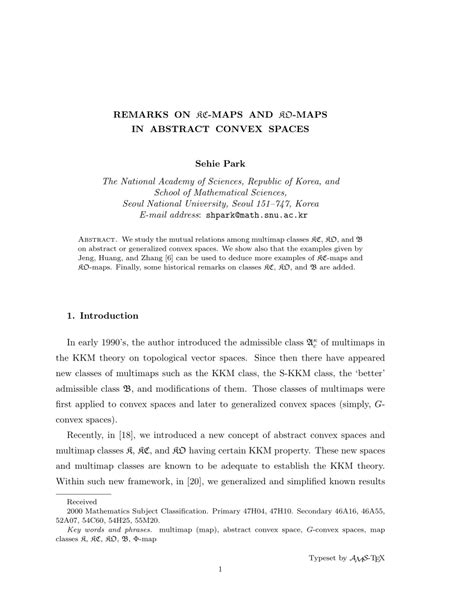 pdf remarks on 𝔎ℭ maps and 𝔎𝔇 maps in abstract convex spaces