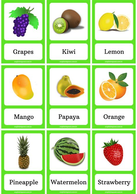 Fruits Flashcards English Good Vocabulary Practice