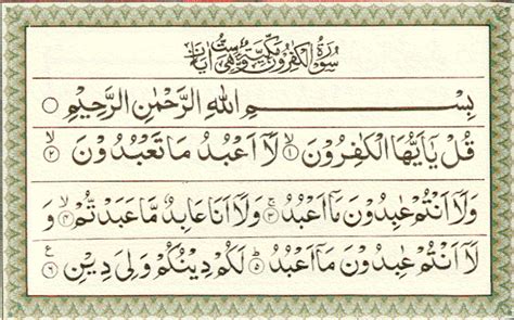 Kulya Ayyuhal Kafirun Surah Surah Al Kafirun Declaration Of