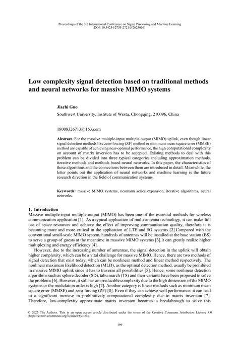 pdf low complexity signal detection based on traditional methods and neural networks for
