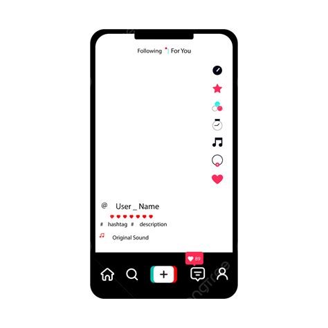 투명한 배경의 Tiktok 앱 인터페이스 프레임 벡터 Tik의 톡 소셜 미디어 앱 PNG 일러스트 및 벡터 에 대한 무료