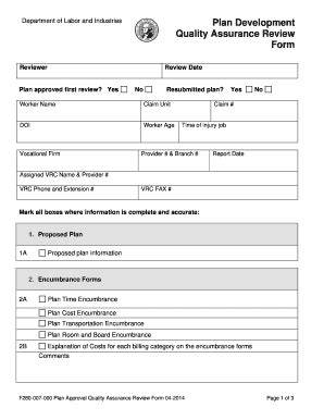Fillable Online Lni Wa F280 007 000 Plan Development Quality Assurance