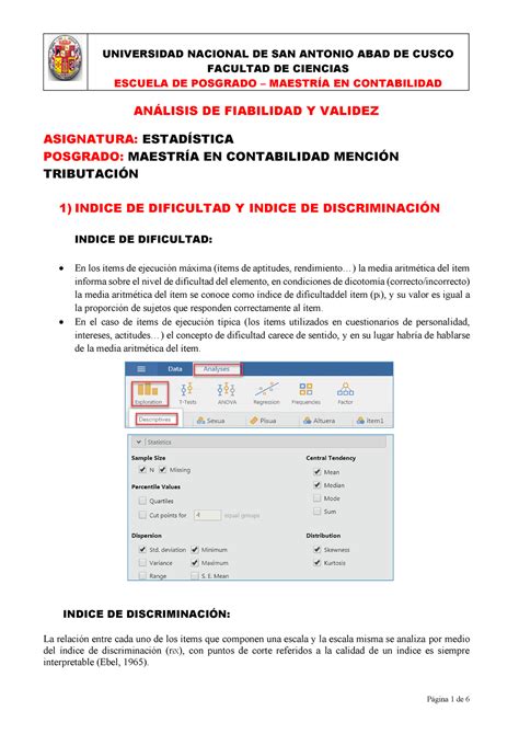 Fiabilidad Y Validez DE Instrumentos ANLISIS DE FIABILIDAD Y VALIDEZ