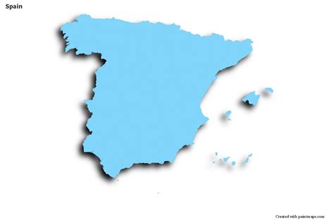 Sample Maps For Spain Blue Outline Shadowy