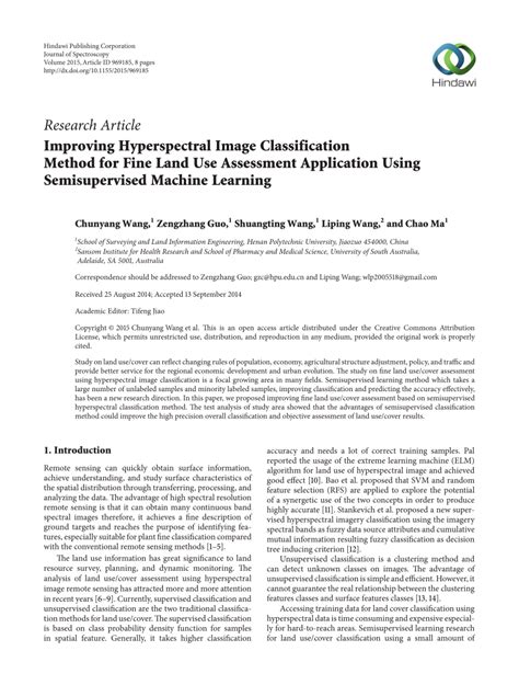pdf improving hyperspectral image classification method for fine land use assessment