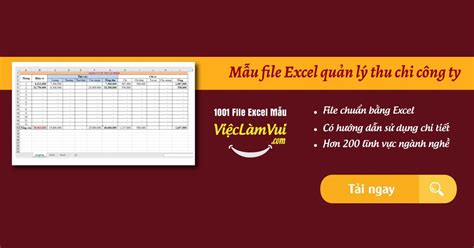 Mẫu file Excel quản lý thu chi công ty 1648 ViệcLàmVui