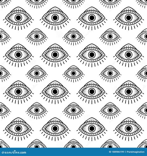 Patrón Transparente Con Ojo Dibujado a Mano Ilustración del Vector