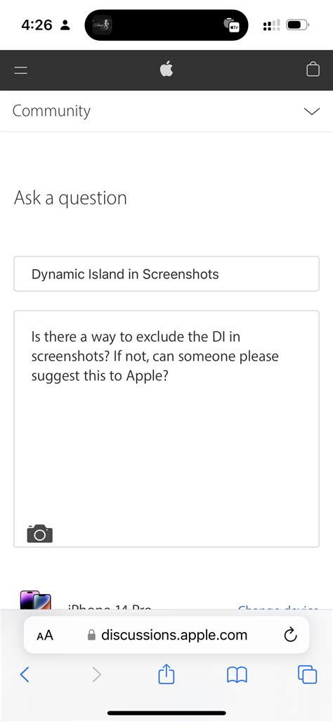 Dynamic Island In Screenshots Apple Community