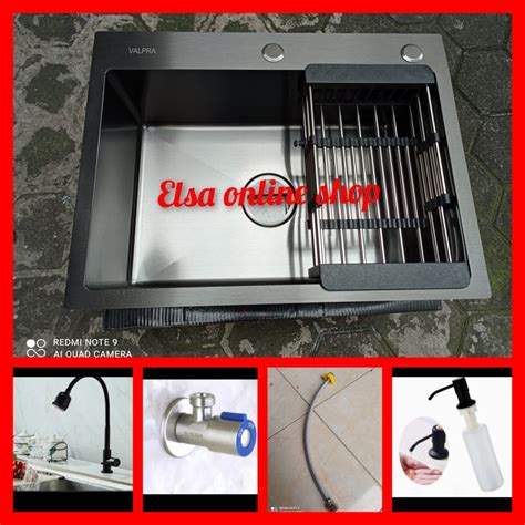 Jual Paket Lengkap Kitchen Sink Valpra 6045 Black Bak Cuci Piring