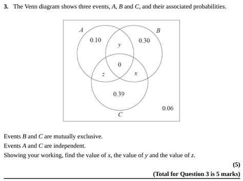 solved 3 the venn diagram shows three events a b and c