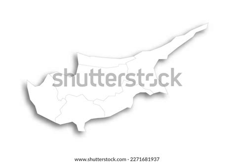 Cyprus Political Map Administrative Divisions Districts Stock Vector
