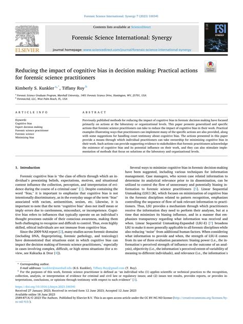 Pdf Reducing The Impact Of Cognitive Bias In Decision Making