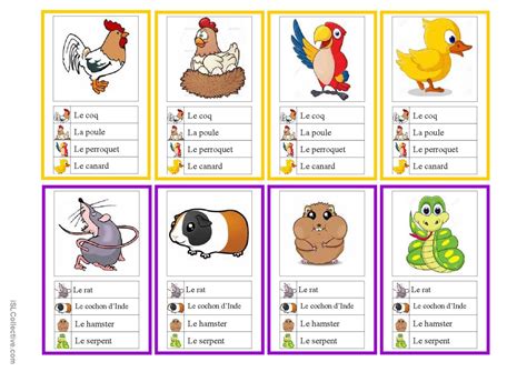 Jeu de 7 Familles Les Animaux Fich Français FLE fiches pedagogiques