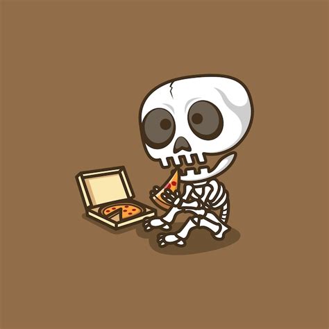 Cr Nio Bonito Dos Desenhos Animados Comendo Pizza Vetor Premium