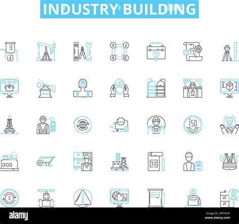 Industry Building Linear Icons Set Construction Architecture